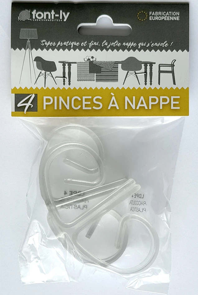 Lot de 4 pinces à nappe à clipser "Plastique Transparent" - 5,2x4,4x1 ...