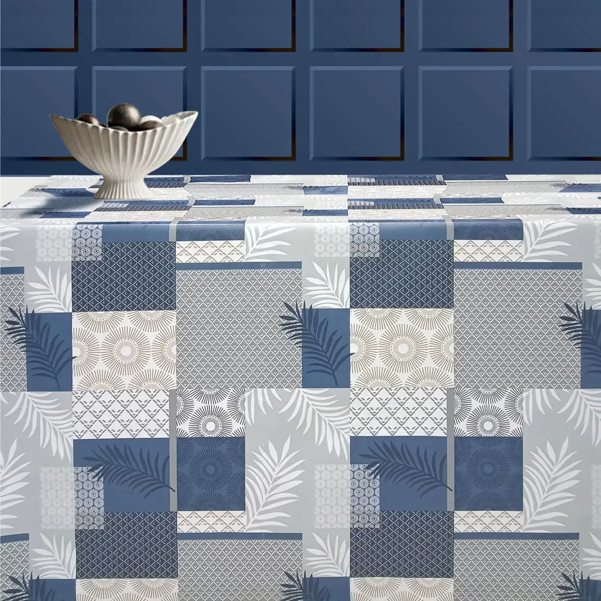 Nappe de table PVC surface embossée Text'Style "Hannae Bleu Blanc ...